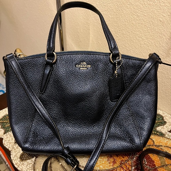Coach | Bags | Coach Metallic Blue Leather Crossbody Bag Allleather ...